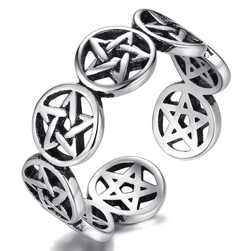 2022 Star Pentagram Punk Chunky Adjustable Thai Si... – Grandado