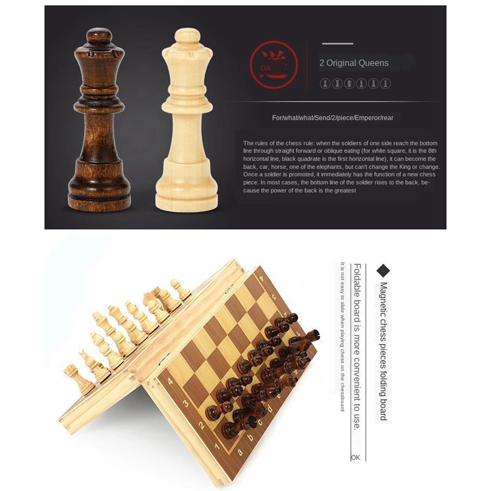 34 PCS Wooden Chess Set Classic Board Game Folding... – Grandado