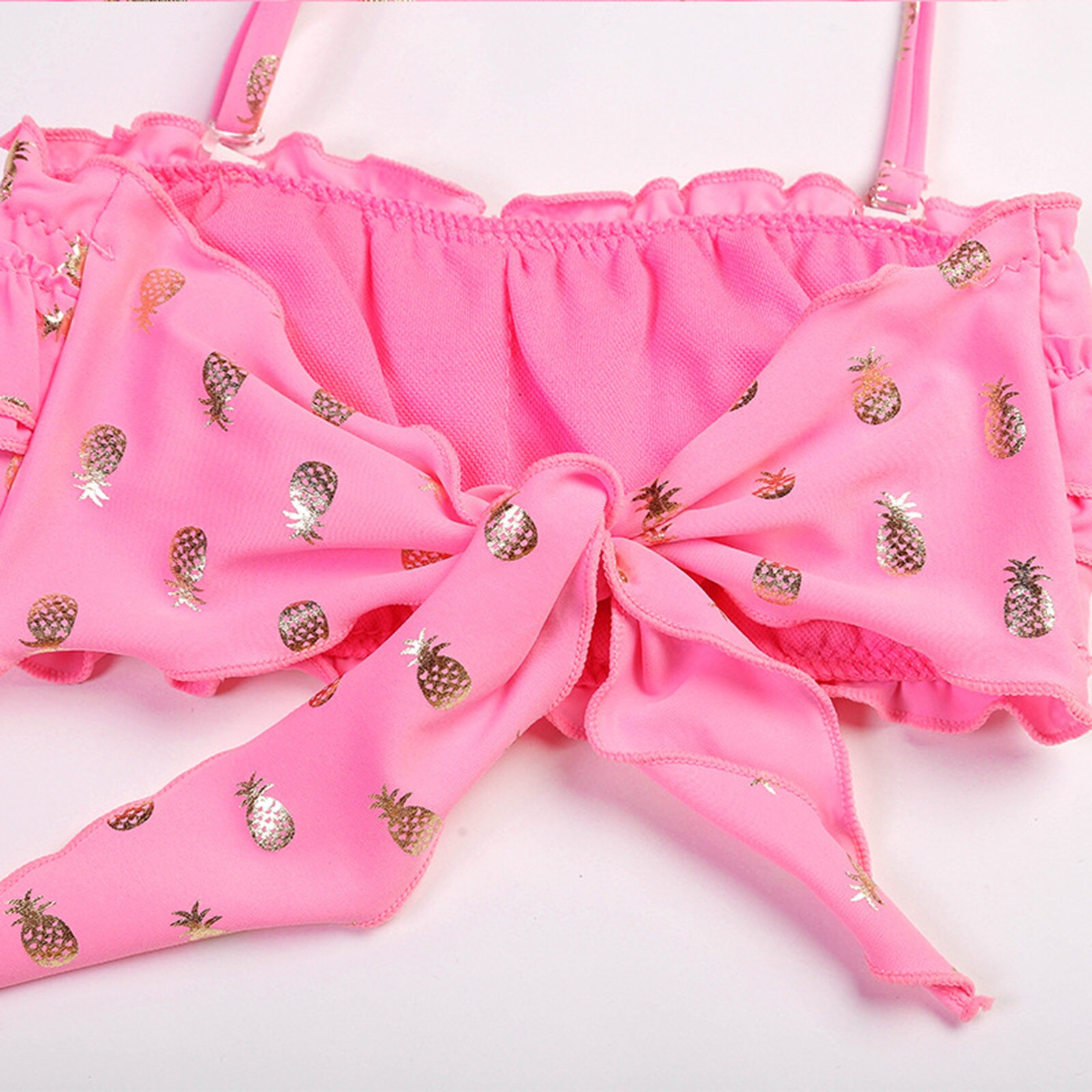 Infant Kid Girls Ruched Solid Wave Pineapple Print... – Grandado