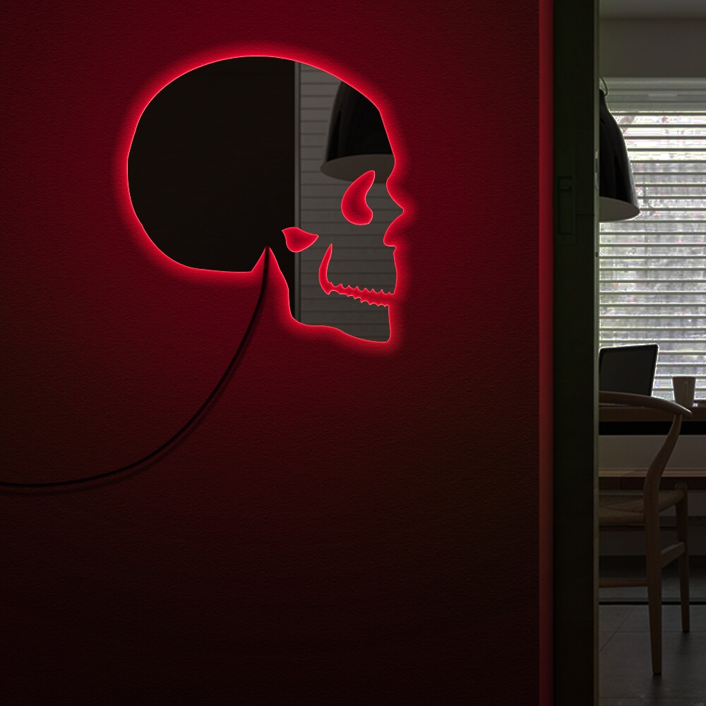 Skull Head Wall Mirror Day of The Dead Skeleton He... – Grandado