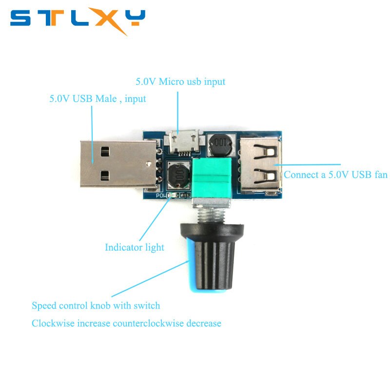 Dc 5V Micro Usb Fan Gouverneur Wind Speed Controll... – Vicedeal