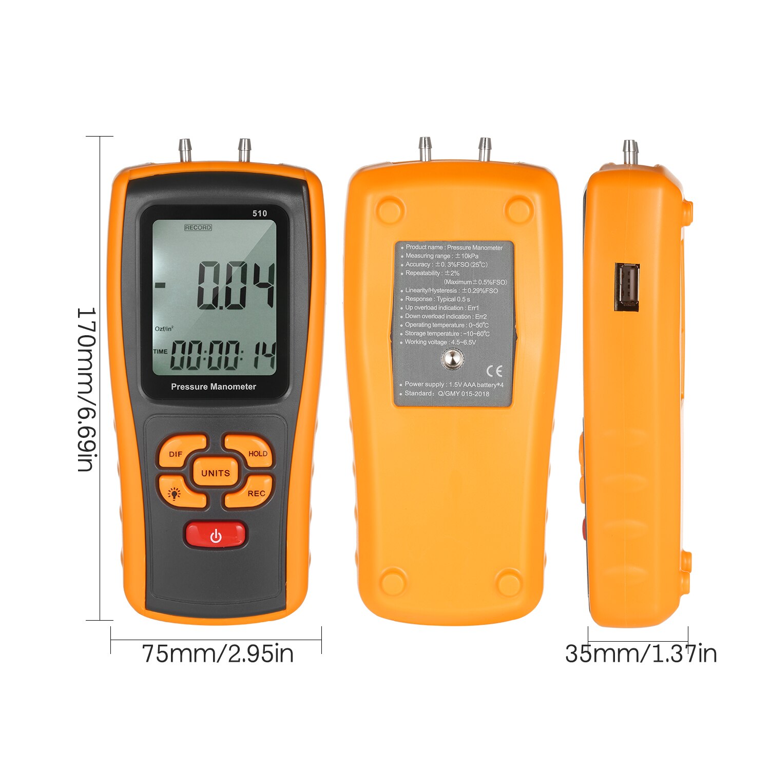 Precision Digital Manometer ±10 kPa Air Pressure M... – Vicedeal