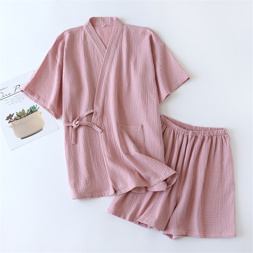 3Colors Japanese Kimono Summer Pajamas Sets Women ... – Grandado