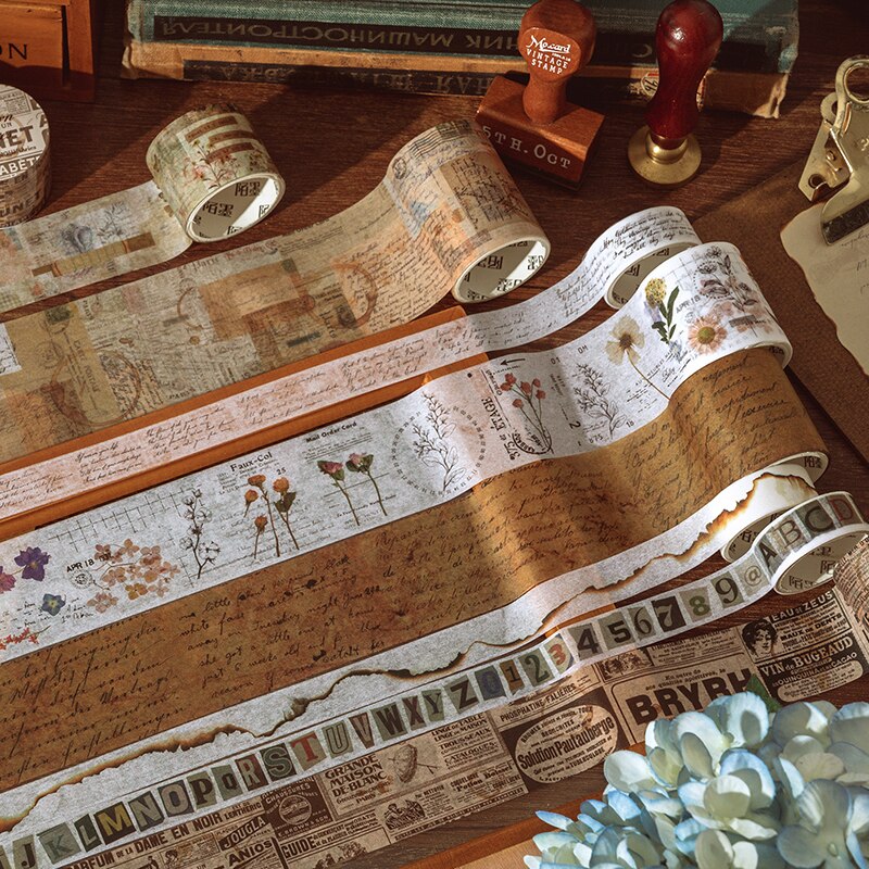 Vintage English Newspaper Burnt Edge Plant Washi P... – Vicedeal