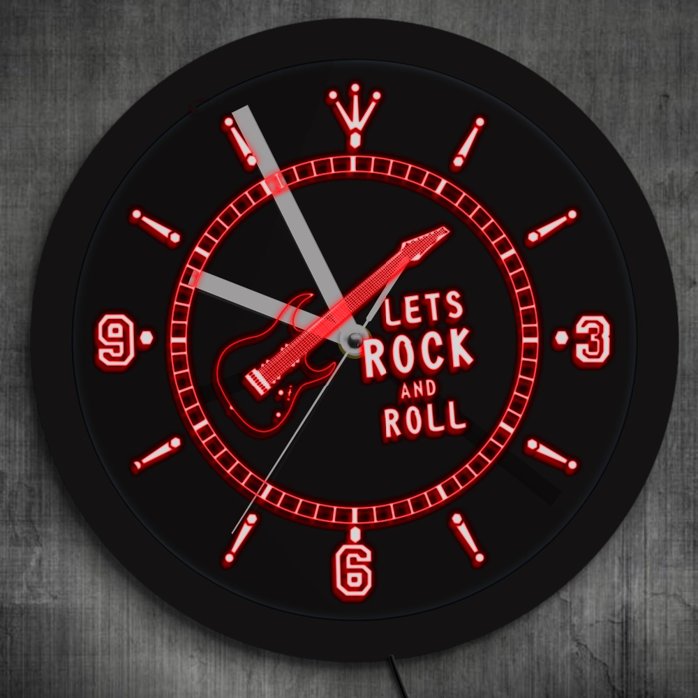 1Piece LETS ROCK N ROLL Neon Wall Clock Music Inst... – Vicedeal