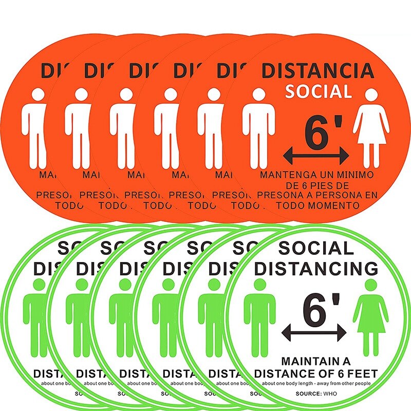 10 Packs of 12-Inch Social Distance Floor Stickers... – Vicedeal