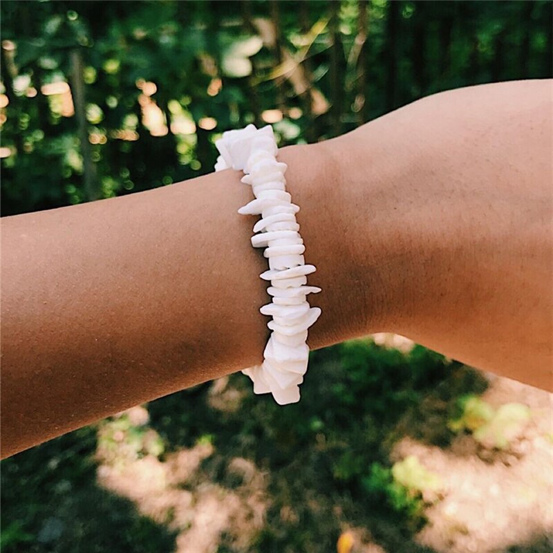 BohoPuka White Clam Chips Shell Necklace&Bracelet ... – Grandado