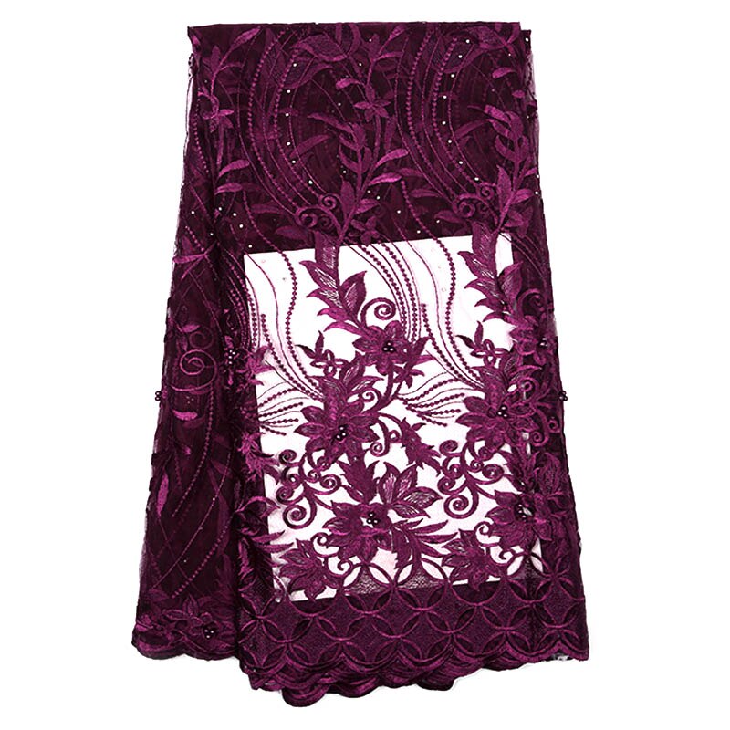 Finest beaded African red sheer lace fabric embroi... – Grandado