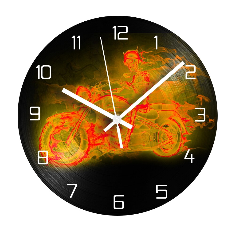 Motorcycle Record Clock Vinyl Vintage Decorative W... – Grandado