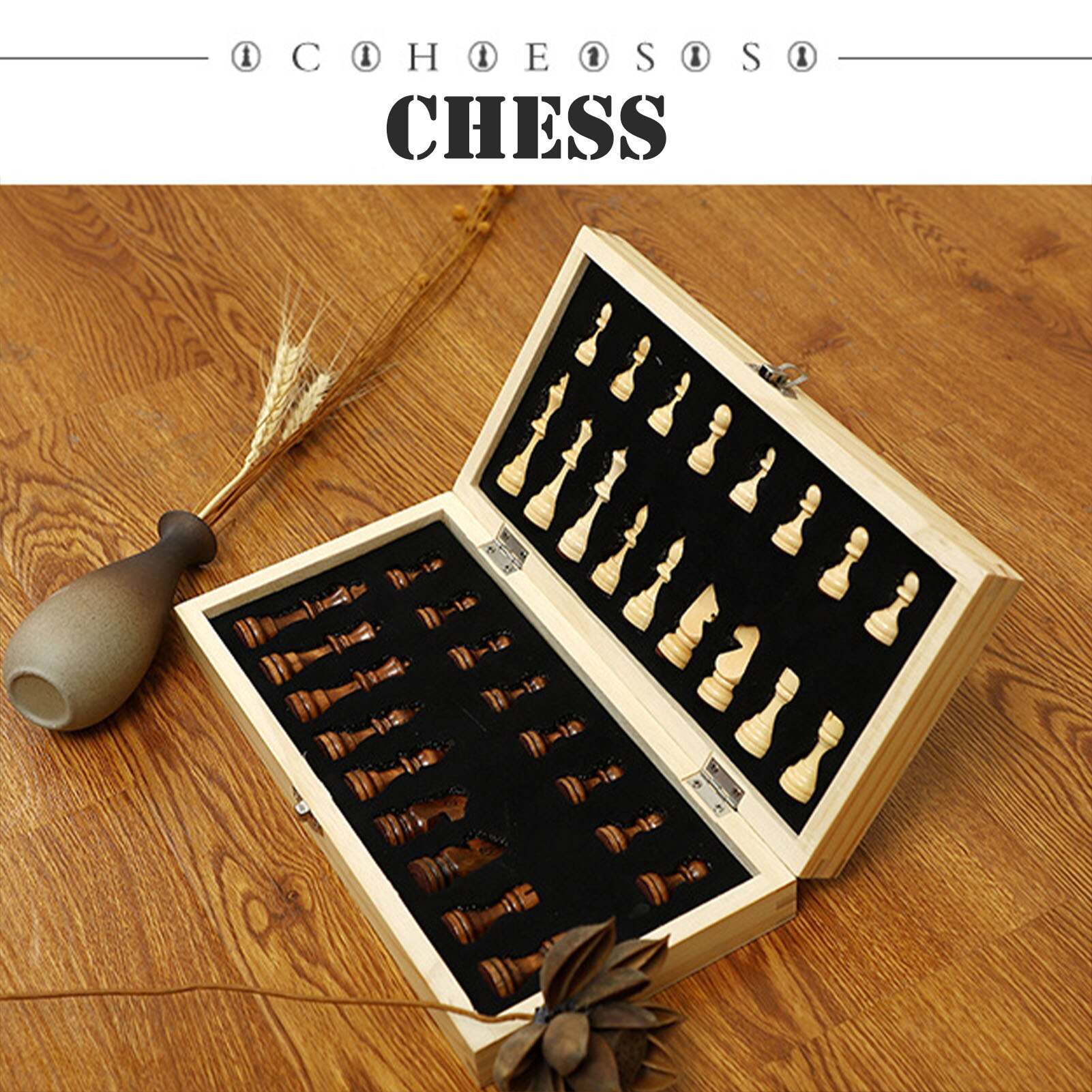 Wooden Magnetic Chess Pieces Set With Folding Ches... – Vicedeal