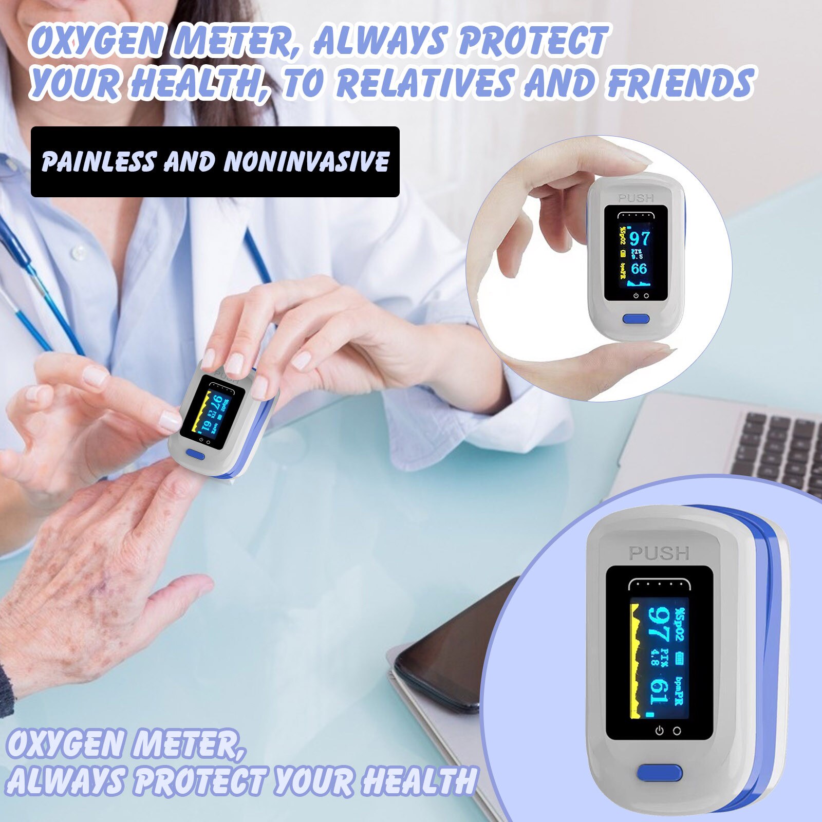 Portable Finger Tip Pulse Oximete Pulse Oximeter H... – Grandado