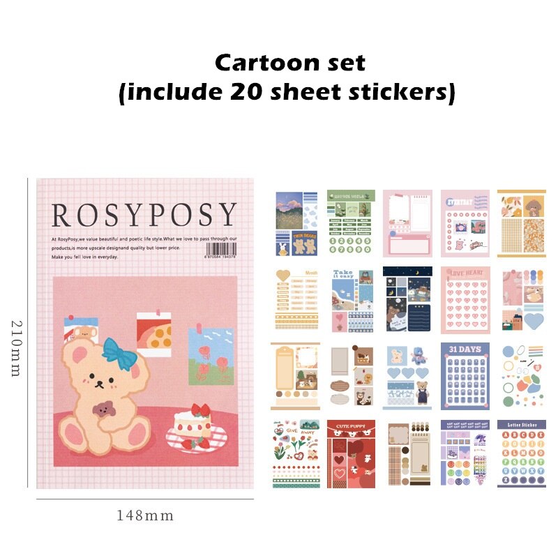 Rosy Posy 20 Page Notebook Stickers Set INS Style ... – Vicedeal