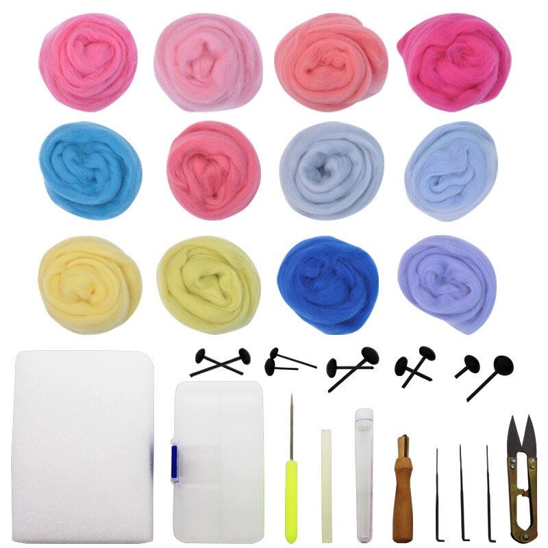 72 Color DIY Wool Felt Kit Handle Wool Felting Too... – Grandado