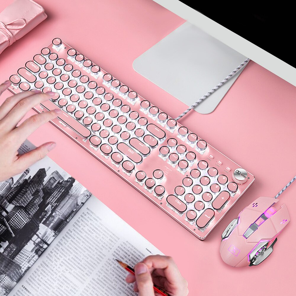 Vococal Vintage USB Wired 104 Round Key Mechanical... – Grandado