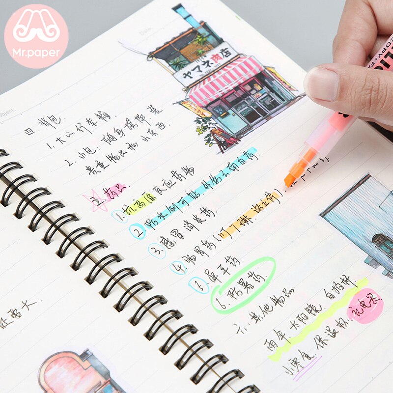 Mr Paper 8 Colors Erasable Double Head Highlighter... – Grandado