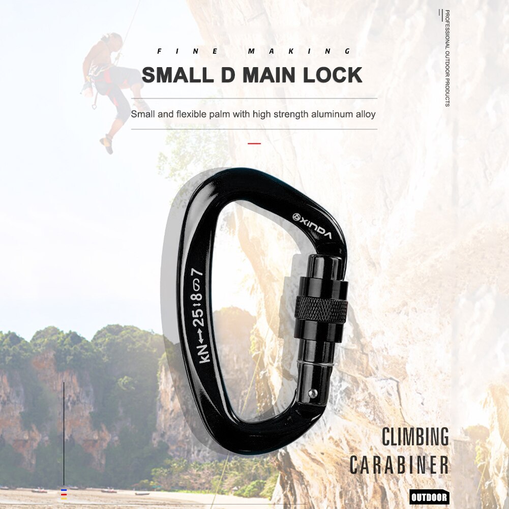 25KN Rock Climbing Carabiner D Shape Safety Master... – Grandado