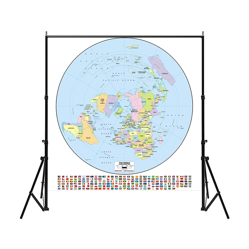 60*60cm The World Map with National Flags Canvas P... – Grandado