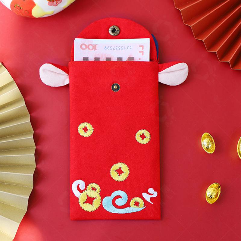 Embroidered Bull-Shaped Red Envelope Year Fabric R... – Grandado