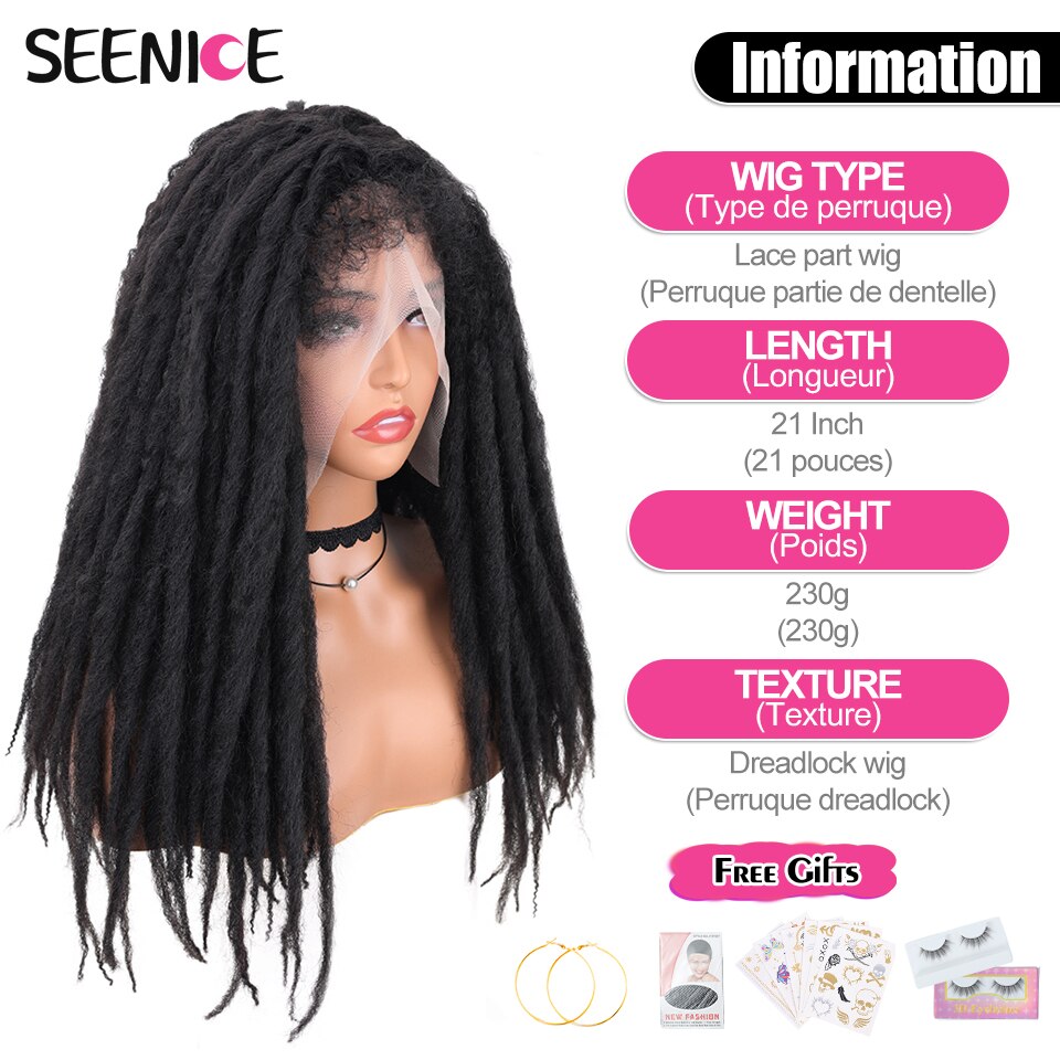 Dreadlocks-peluca con malla frontal para mujeres n... – Grandado