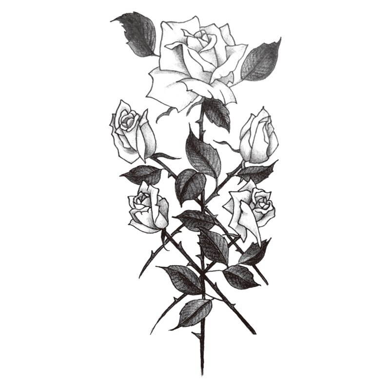 Rose Temporary Tattoo Stickers Waterproof Black Ta... – Vicedeal