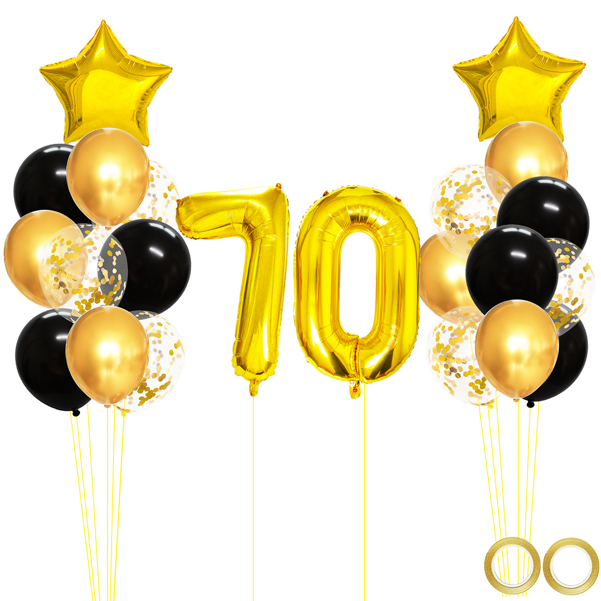25pcs Gold Black Mixed Balloons, 70th Birthday Par... – Grandado