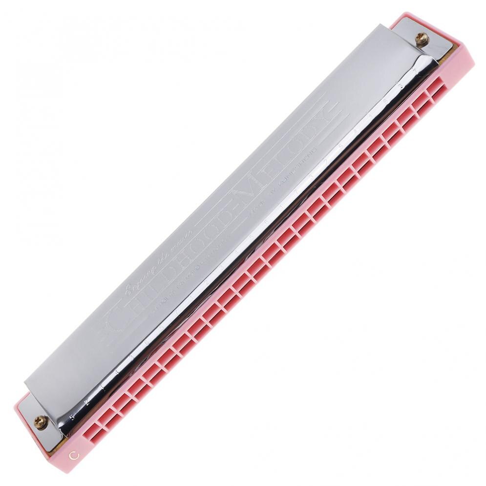 24 Holes Stainless Steel Pink Tremolo Harmonica Ha... – Vicedeal