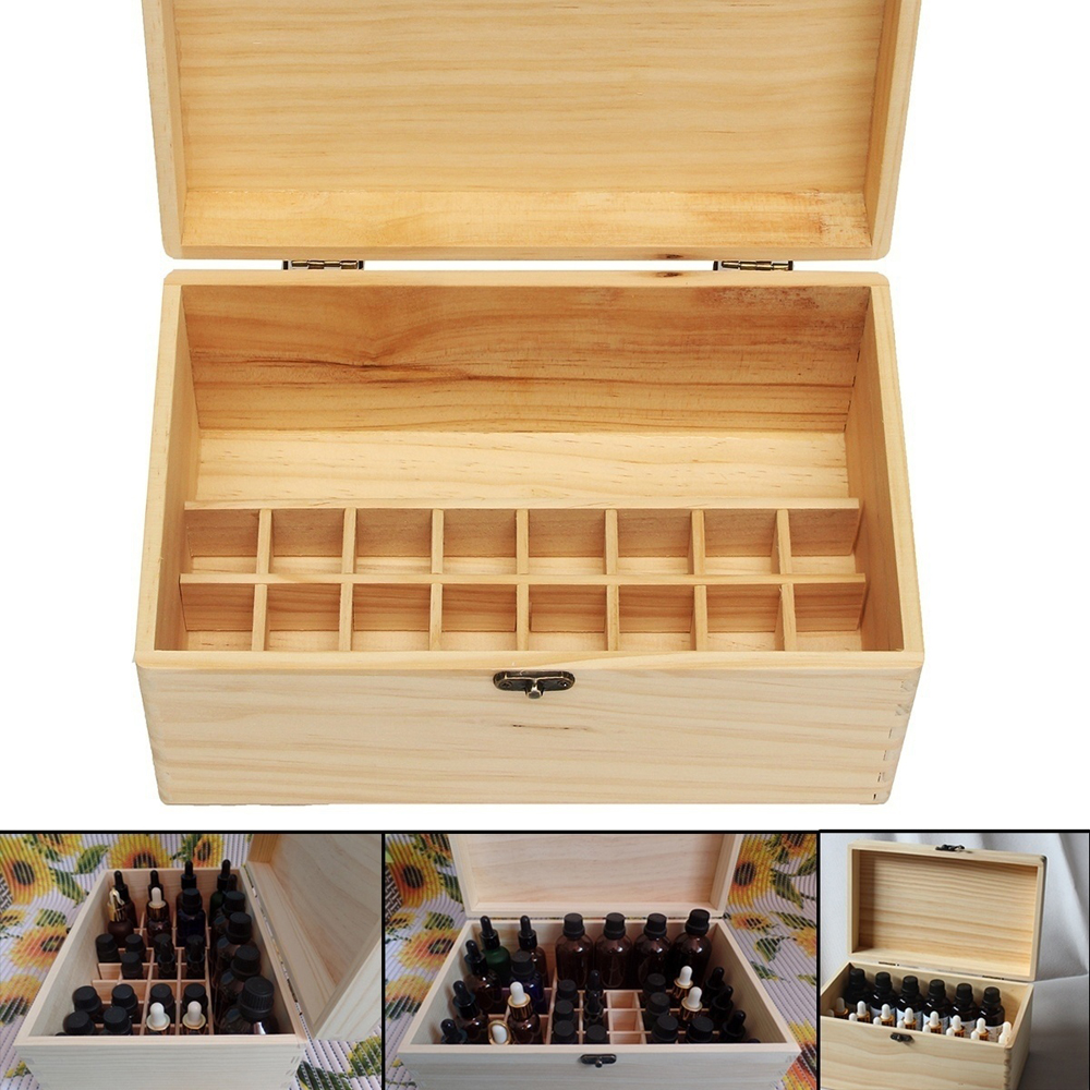 32 Slots Portable Storage Box Organizer Wooden Ess... – Grandado