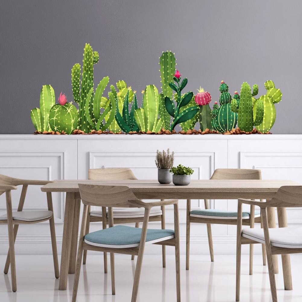 Green DIY Cactus Pot Plant Flowers Removable Poste... – Vicedeal