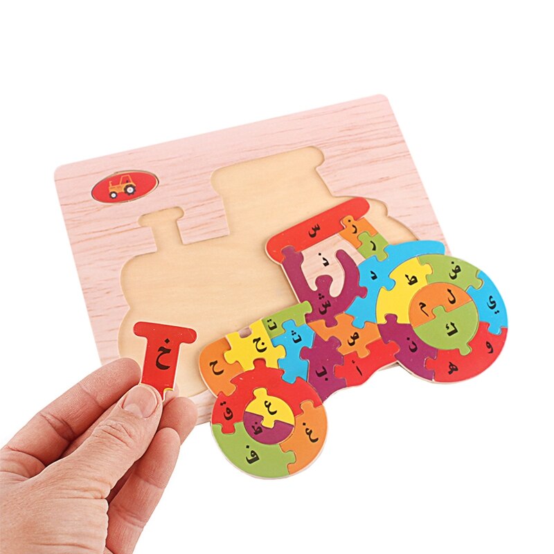 Wood Puzzle Toy Arabic Alphabet Cartoon Animals Tr... – Vicedeal