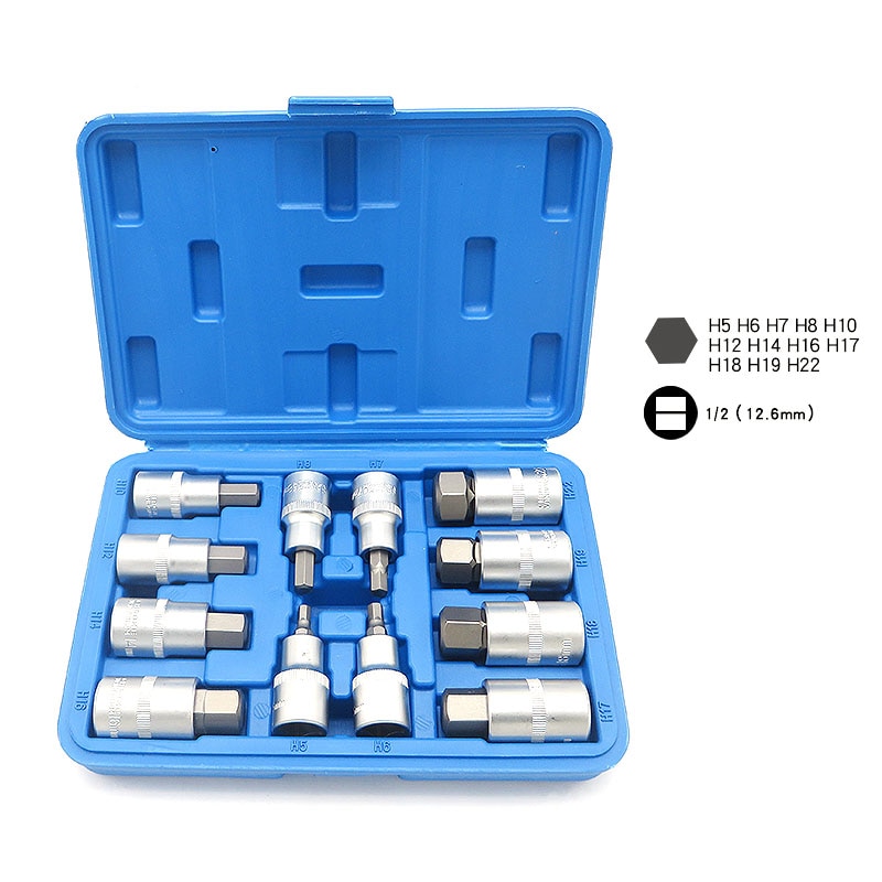 12pcs Metric Hex Bit Socket Set 1/2 Inch Drive All... – Grandado