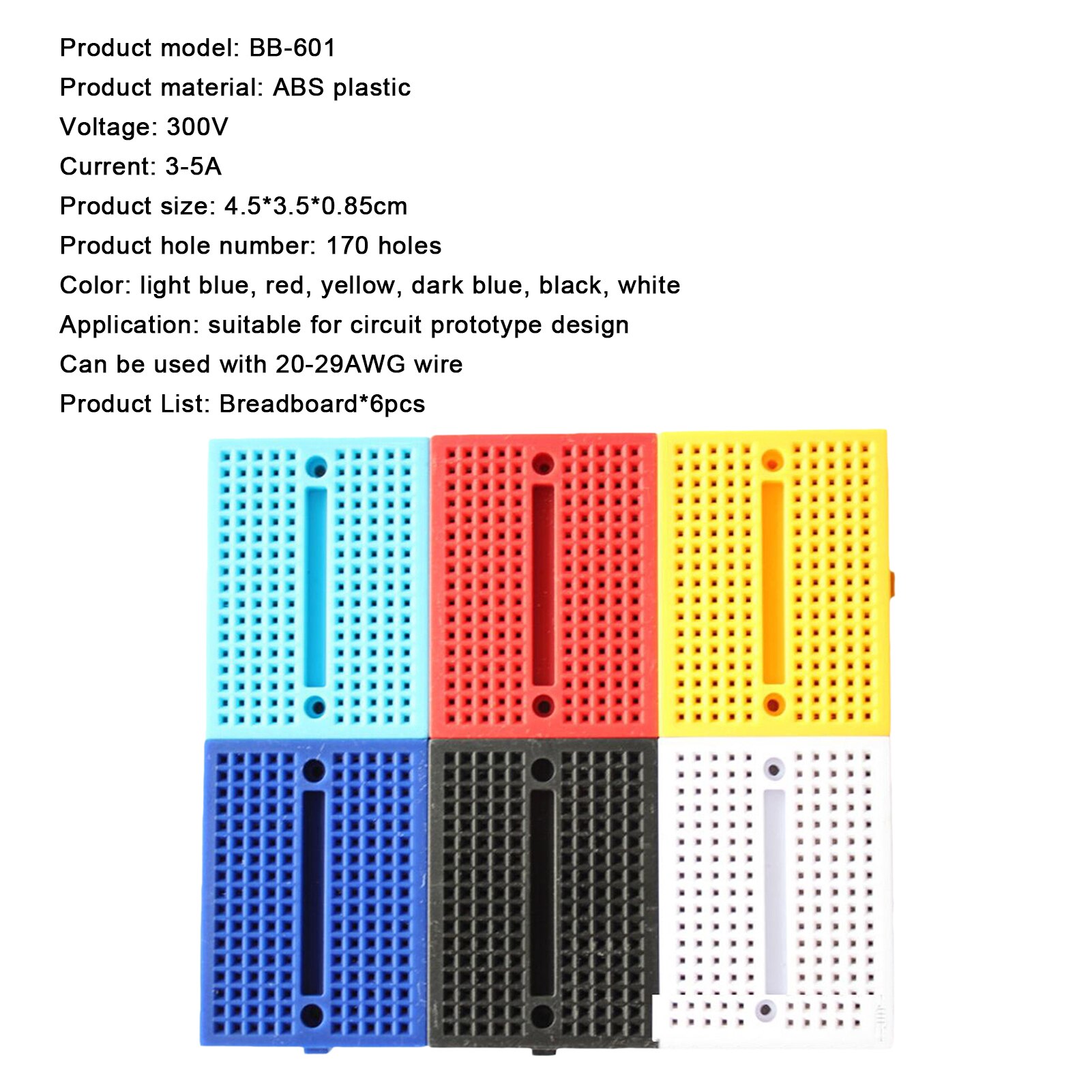 6Pcs BB-601 Breadboard Multi-color Solderless Test... – Grandado