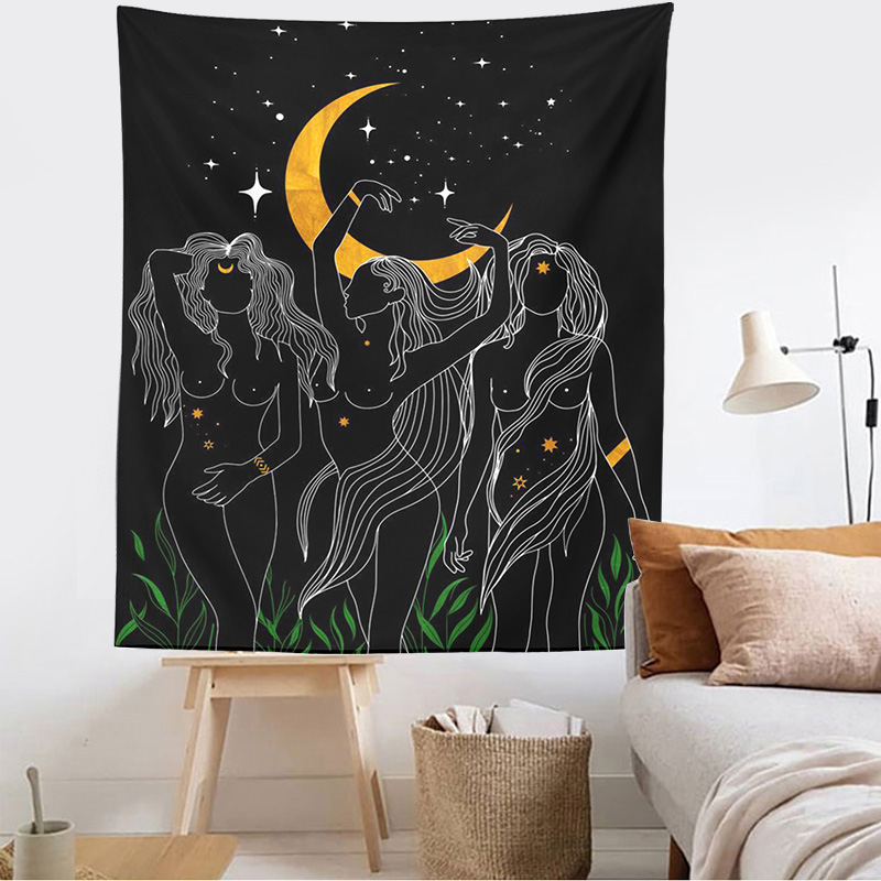 Moon woman Tapestry Wall Hanging Psychedelic Art T... – Vicedeal