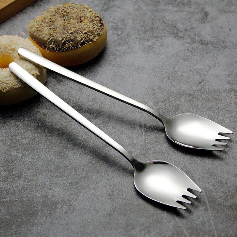 1pc Sliver 2 in1 Stainless Steel Spork Spoon Fork ... – Grandado
