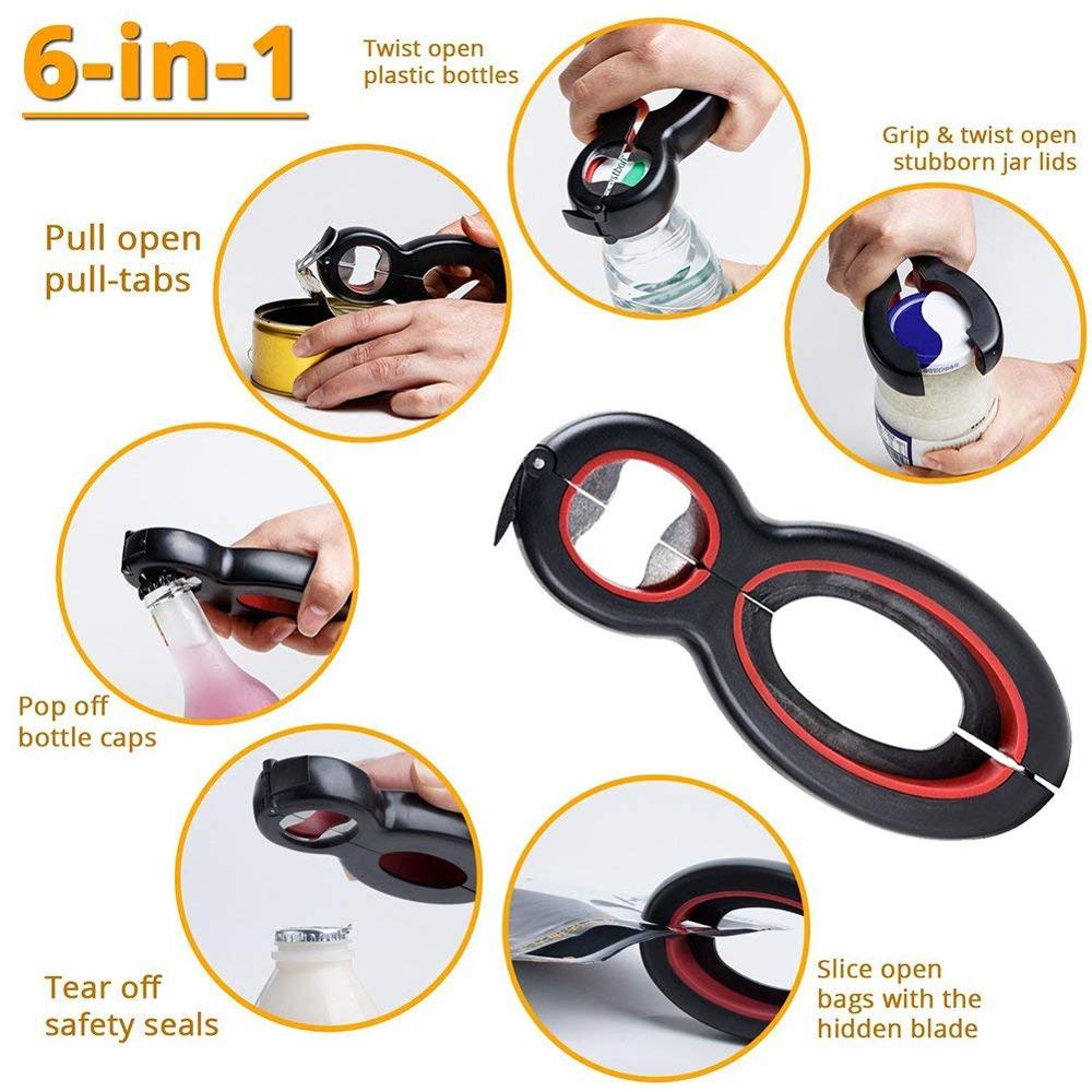 6 in 1 Multi Use Twist Bottle Opener Stainless Ste... – Grandado