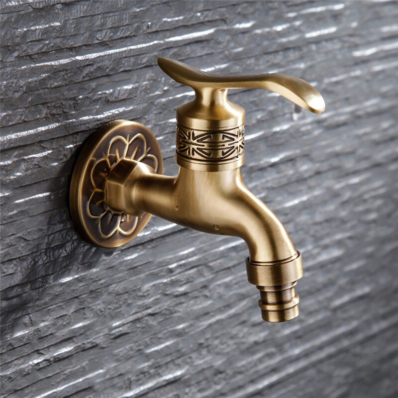 Doodii Carved Wall Mount Bibcock Brass Retro Tap D... – Vicedeal