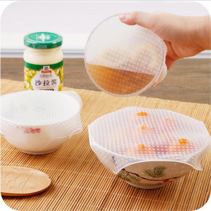 SJ 4pcs silicone stretch lids durable eco-Friendly... – Vicedeal