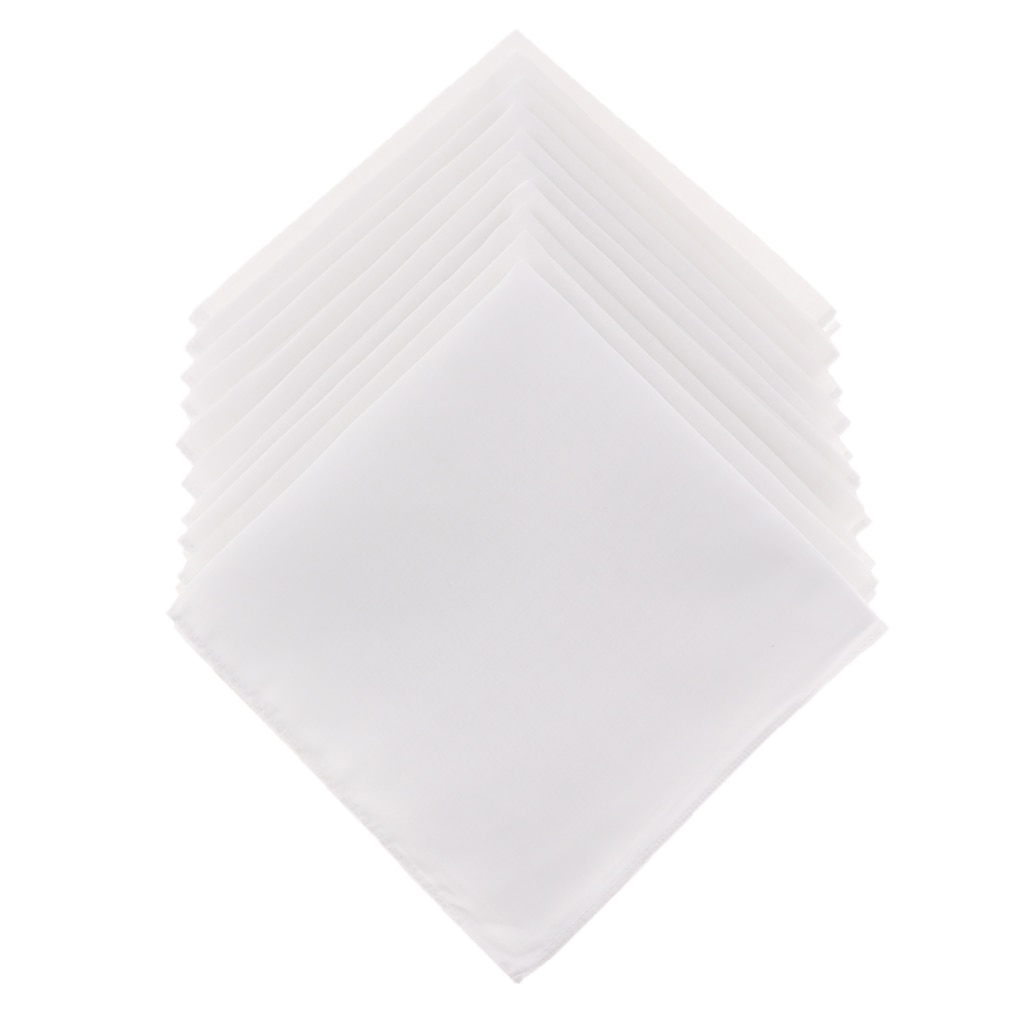10pcs Pure Cotton White Handkerchiefs Women Men Ha... – Grandado