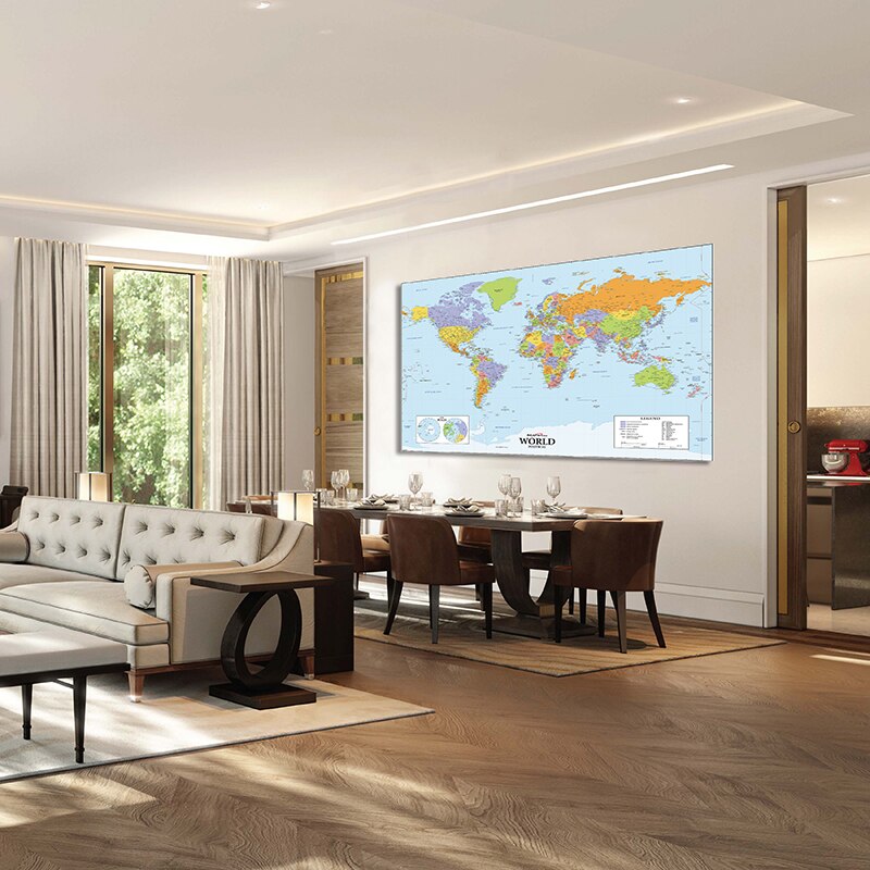 150x225cm The World Physical Map Non-woven Waterpr... – Grandado