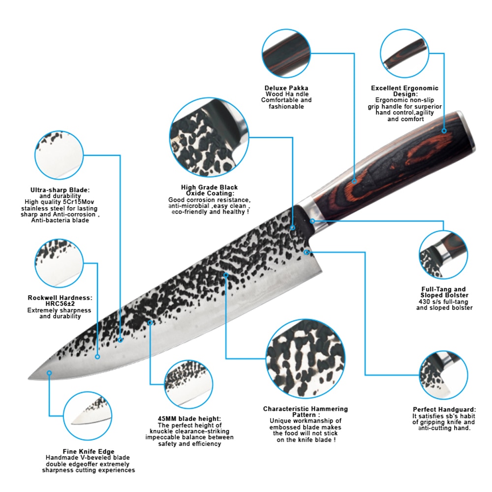 Køkkenkniv kokkeknive japanske 7 cr 17 440c højkul... – Grandado