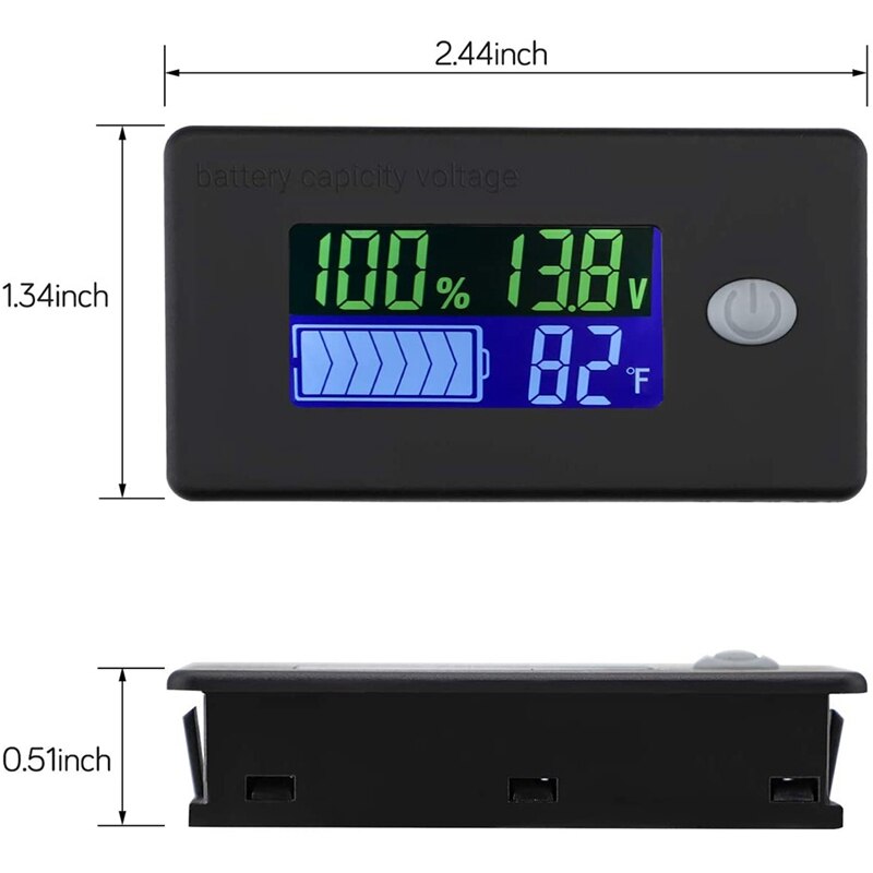 Battery Capacity Monitor,10-100V Battery Meter, 12... – Grandado