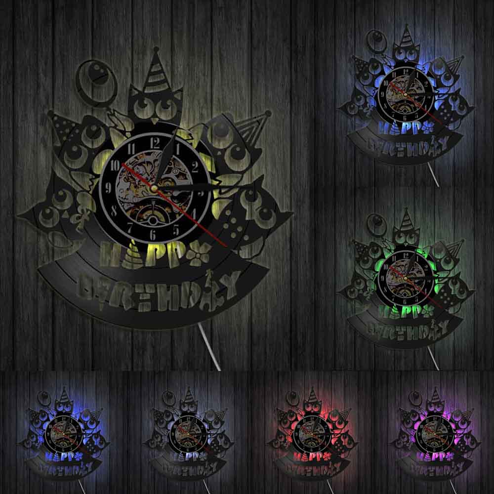 Happy Birthday Wall Clock Party Wall Art Decor Vin... – Grandado