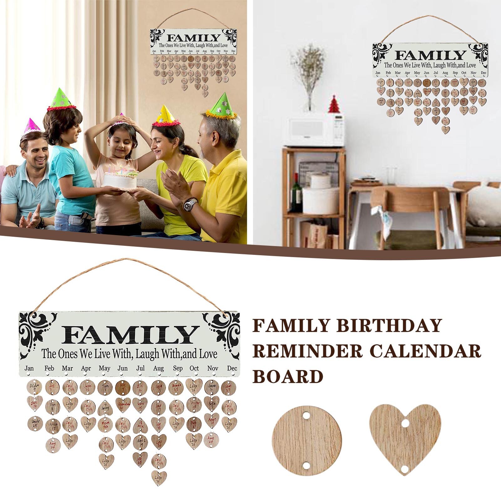 Family And Wooden Birthday Reminder Calendar Birth... – Grandado