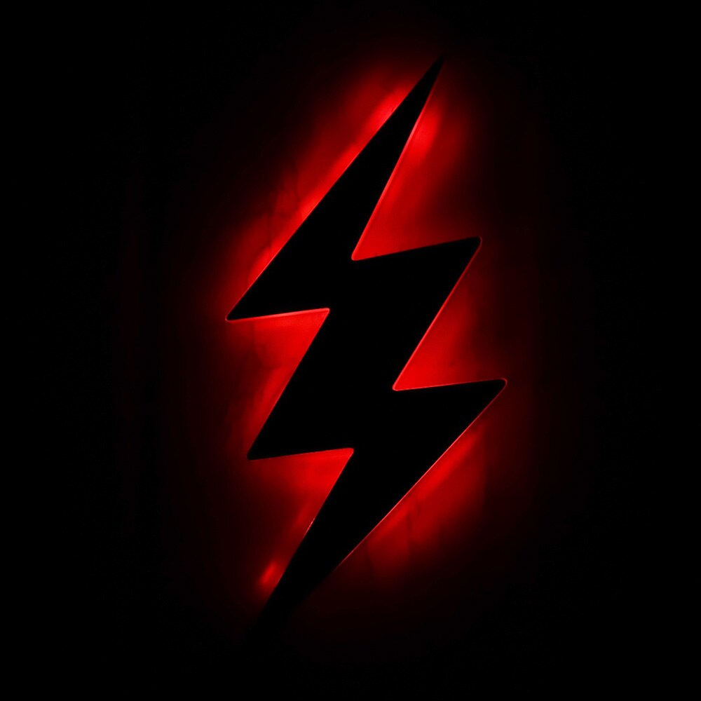 Lightning Bolt Decorative Wall Art Mirror With LED... – Grandado