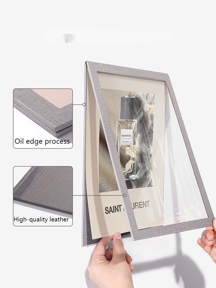 A4 Magnetic Poster Picture Display Rack Leather Op... – Grandado