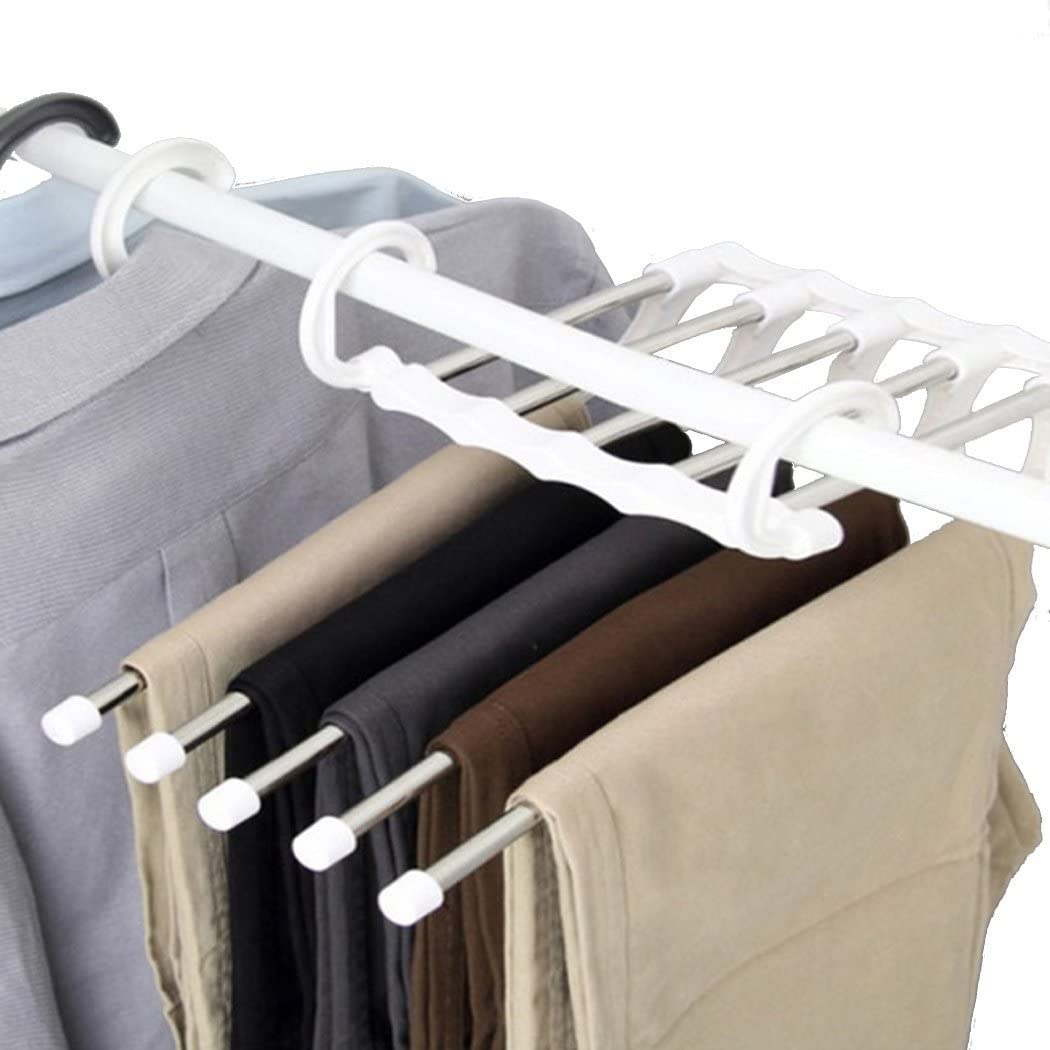 5 in 1 Magic Stretch Pants Rack Stainless Steel Mu... – Vicedeal