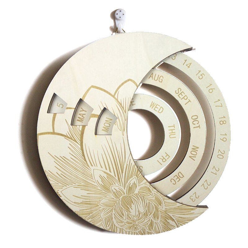 Wooden Moon Perpetual Calendar DIY Adjustable Fami... – Vicedeal