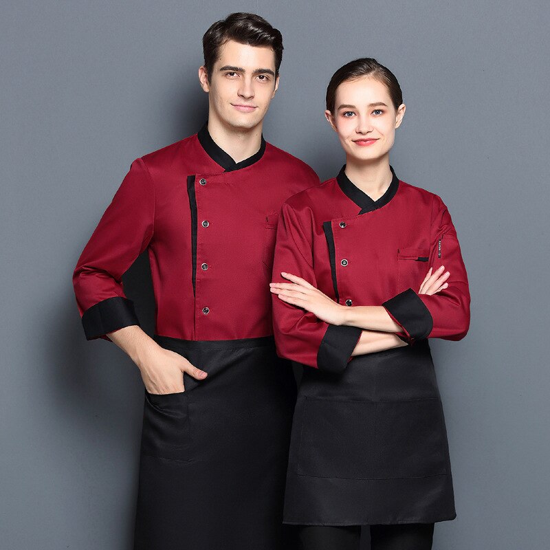 Rushed Top Waiter Uniform Chef Uniform Long-sleeve... – Vicedeal