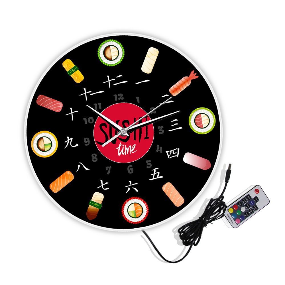 Sushi Time Modern Wall Clock Minimalist Kitchen Dé... – Grandado