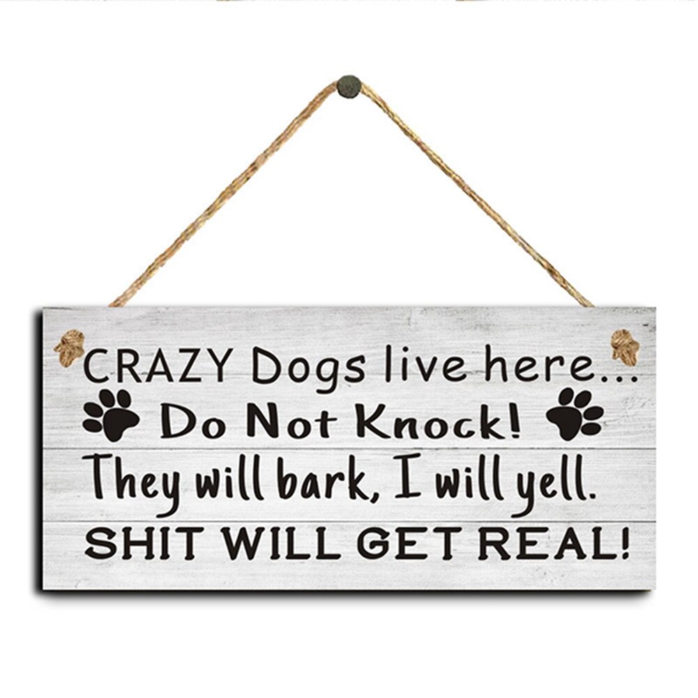Funny Dog Sign Crazy Dogs Live Here Do Not Knock W... – Grandado