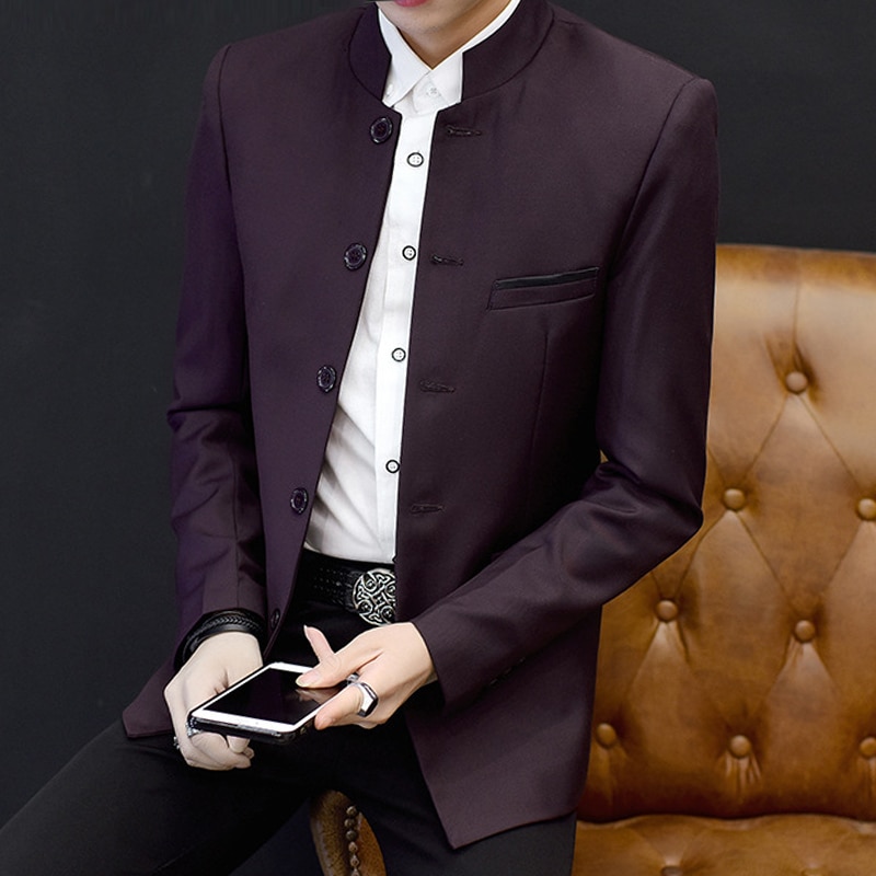 Spring Stand Mandarin Collar Men Blazer Young Man ... – Grandado